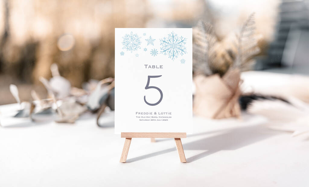 Wedding Table Numbers Winter Snowflake By Ottie Design