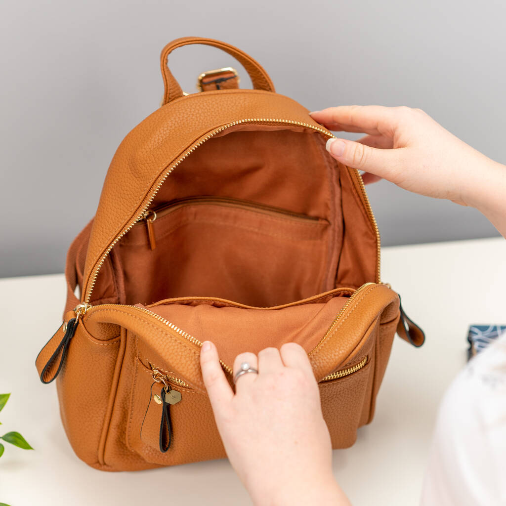 Personalised Vegan Leather Double Zip Backpack By Posh Totty Designs ...