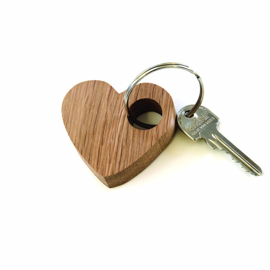 wooden oak heart keyring by hop & peck | notonthehighstreet.com