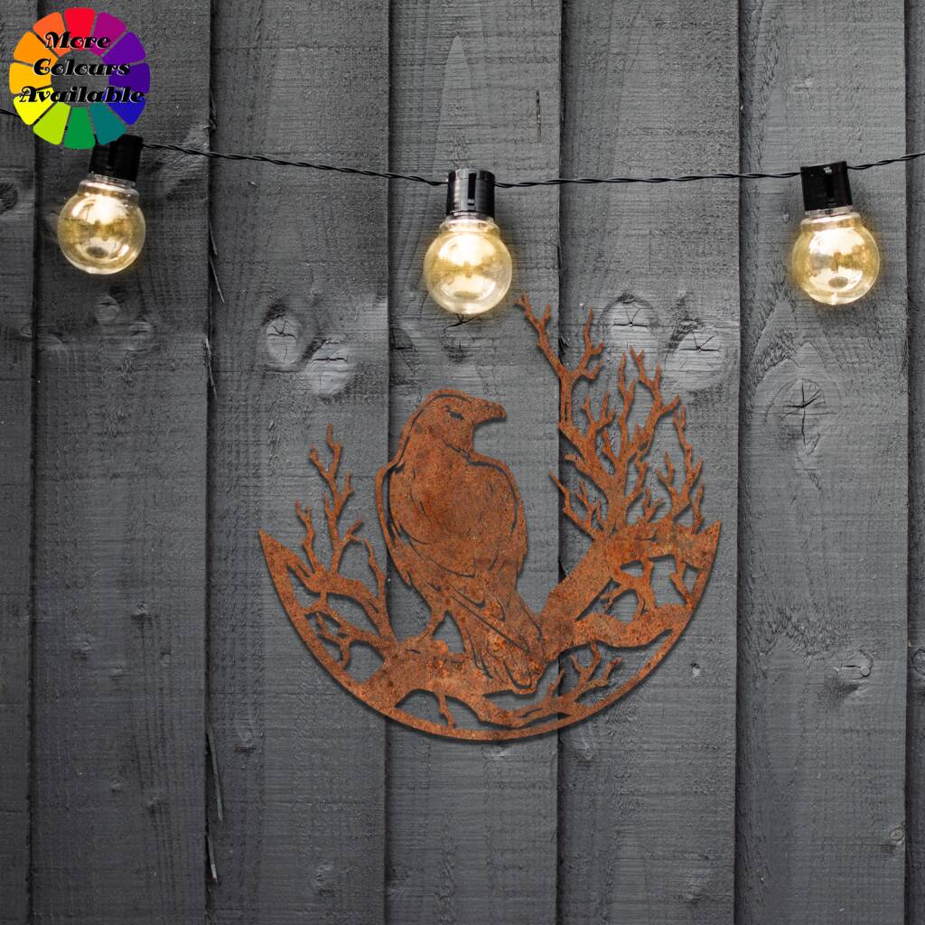 Rusty Metal Cawing Crow Art Metal Raven Wall Decor By Duke Craft ...