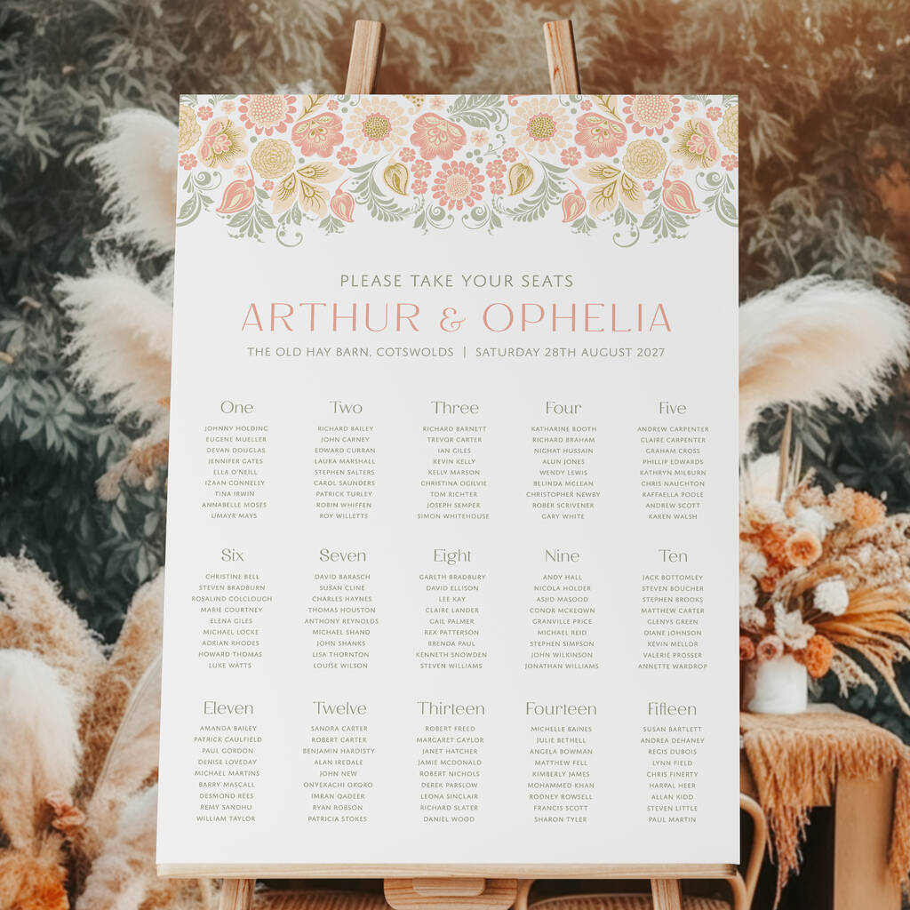 Wedding Table Plan By Ottie Design | notonthehighstreet.com