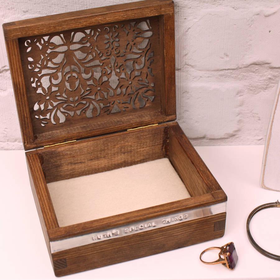 personalised wooden filigree trinket box by warner's end ...