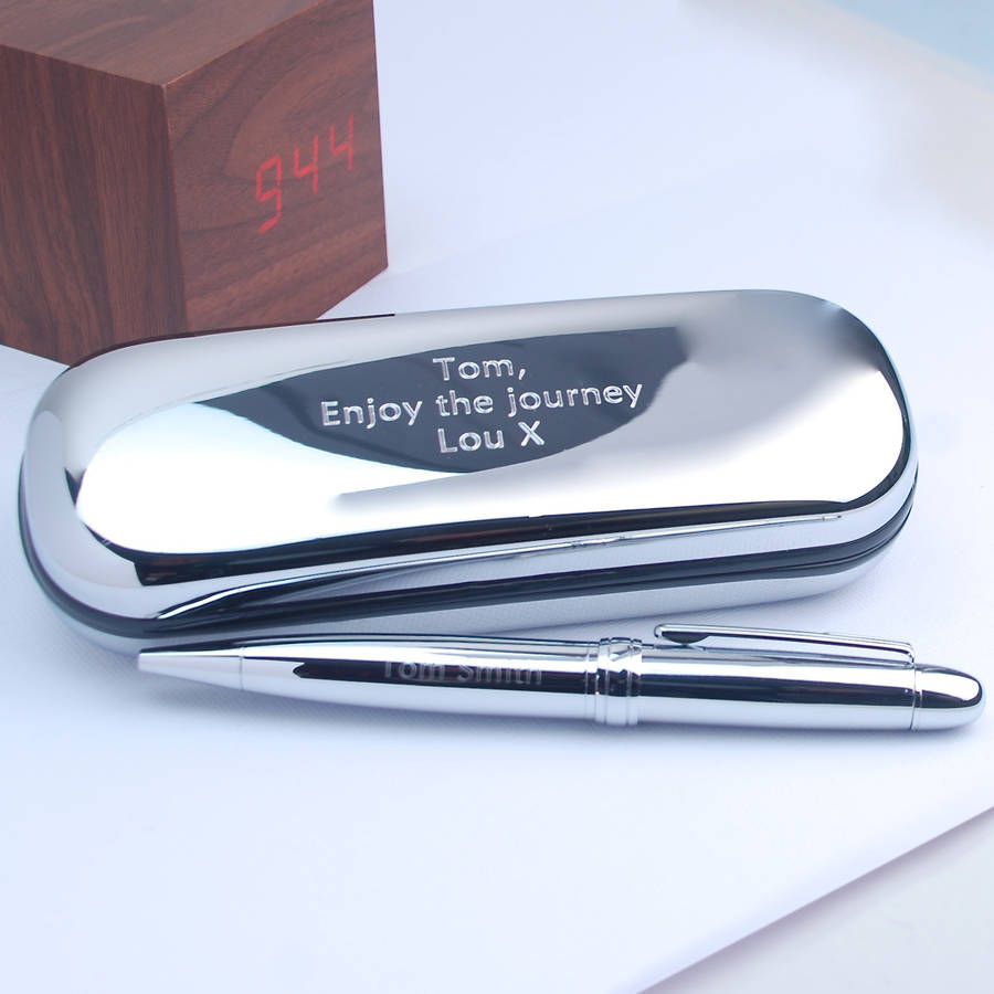 personalised boxed chrome pen by penelopetom | notonthehighstreet.com
