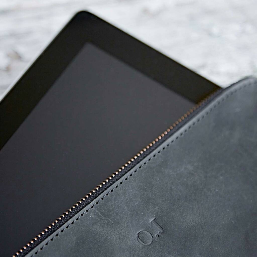 Personalised Black Buffalo Leather I Pad Case By Paper High ...