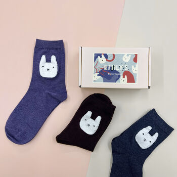 Personalised Bunny Face Three Pairs Socks In A Box By Studio Hop ...