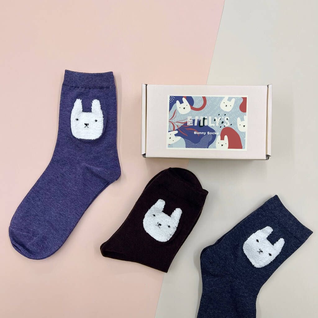 Personalised Bunny Face Three Pairs Socks In A Box By Studio Hop ...