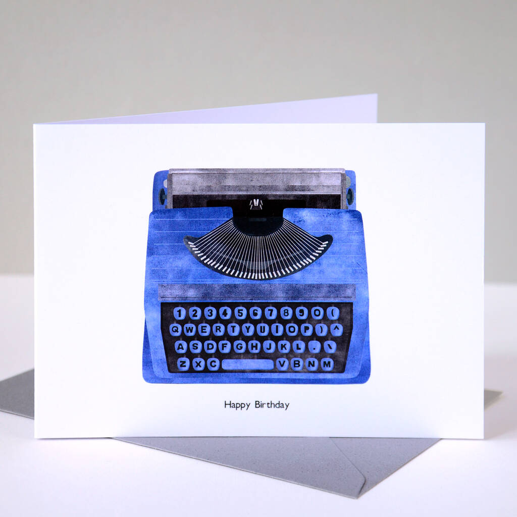 Retro Typewriter Greetings Card By Fiona Clabon Illustration ...