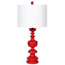 Red Wood Turned Lamp With Linen Shade By The Forest & Co ...