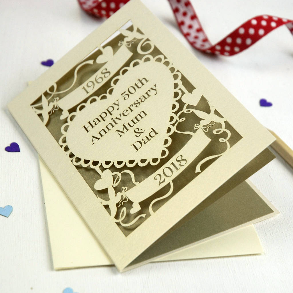 Personalised Papercut Golden Wedding Anniversary Card By Pogofandango 