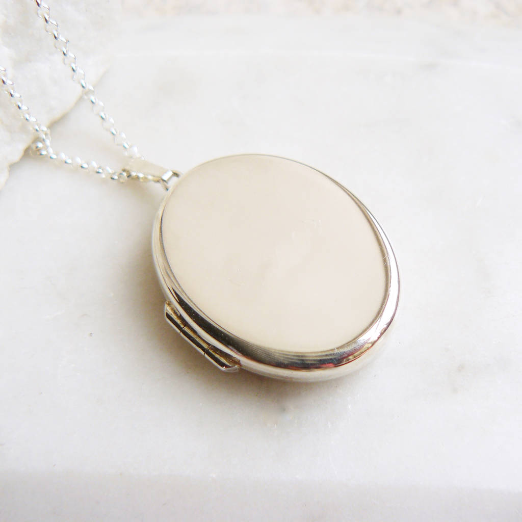Personalised Large Locket Necklace Sterling Silver By Lime Tree Design ...