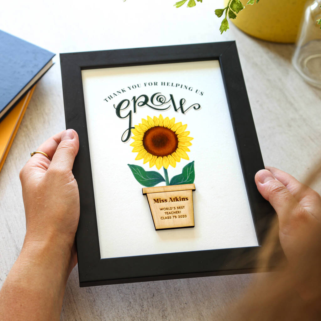 3 D Thank You Teacher Sunflower Print By No Ordinary Gift ...