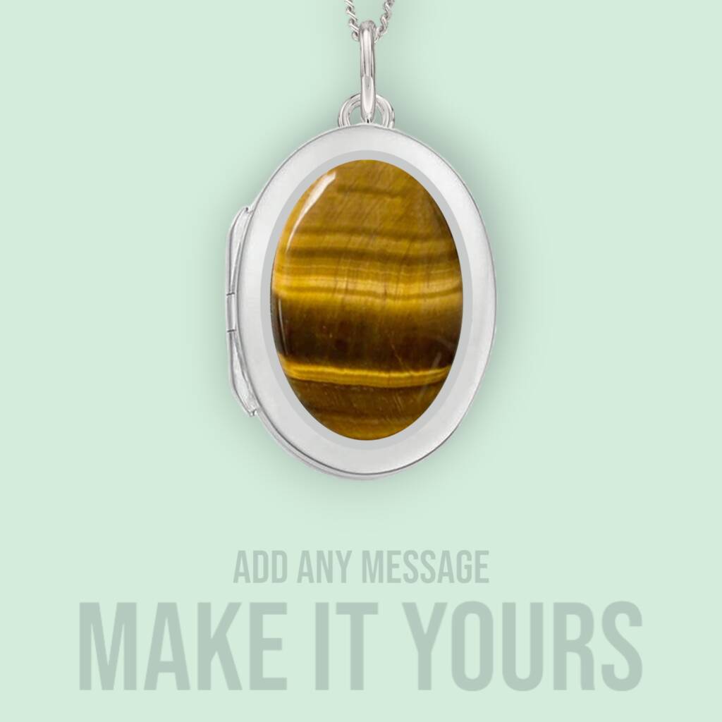 Personalised Tigers Eye Locket In Sterling Silver By Songs of Ink and ...