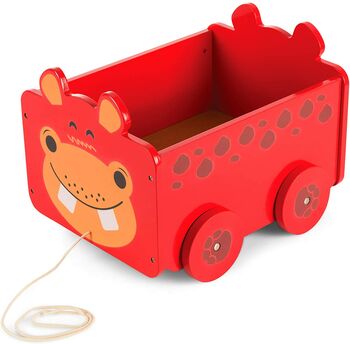 Wooden Pull Along Toy Box Storage Book Cart By Bee Smart ...