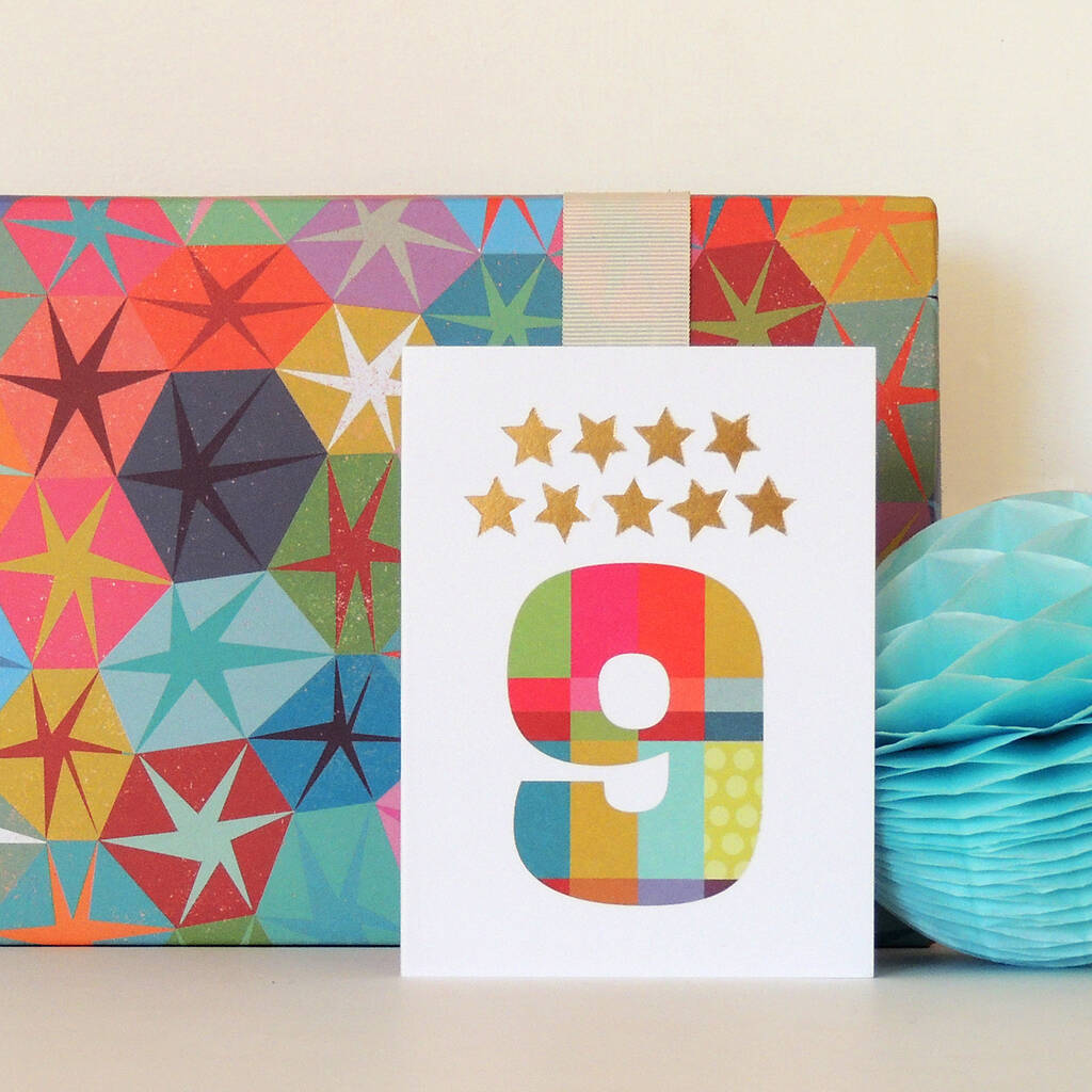 Mini Gold Star Number Nine Card By Kali Stileman Publishing ...