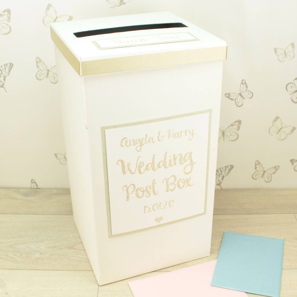 Personalised Gold Sparkle Wedding Post Box By Dreams To Reality Design ...