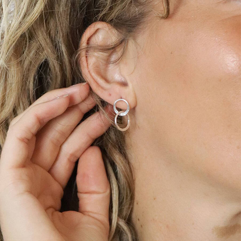 Moving Linked Circle Stud Earrings In Sterling Silver By Songs of Ink and Steel ...