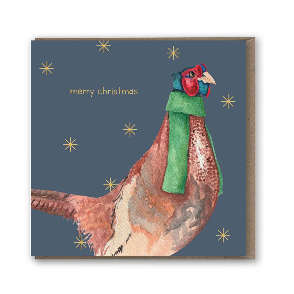Gold Foil Pheasant Christmas Card By lil wabbit | notonthehighstreet.com