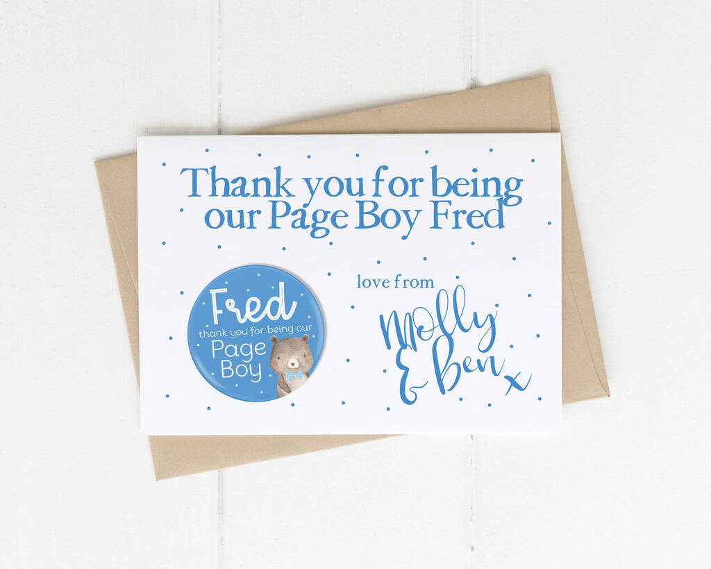 Personalised Page Boy Card And Badge By Hope & Eve | notonthehighstreet.com