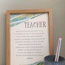 personalised teacher gift poem 'teacher' by shmuncki ...