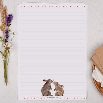 A4 Letter Writing Paper Rabbits And Hearts Border By Making Meadows ...