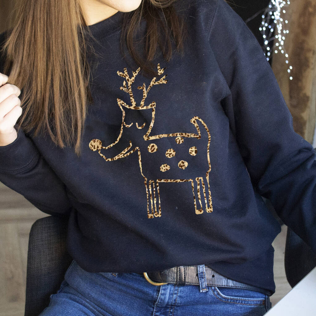 Leopard Print Reindeer Christmas Jumper By Solesmith ...