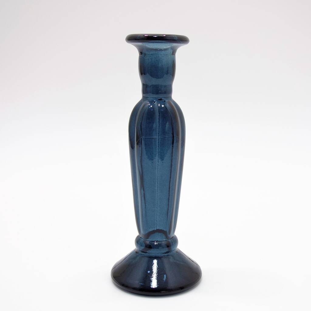 Recycled Glass Fluted Candle Stick 22cm By The Recycled Glassware Co ...
