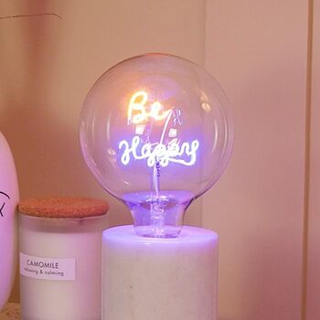 Be Happy Text Light Bulb And Desk Lamp By Steepletone ...