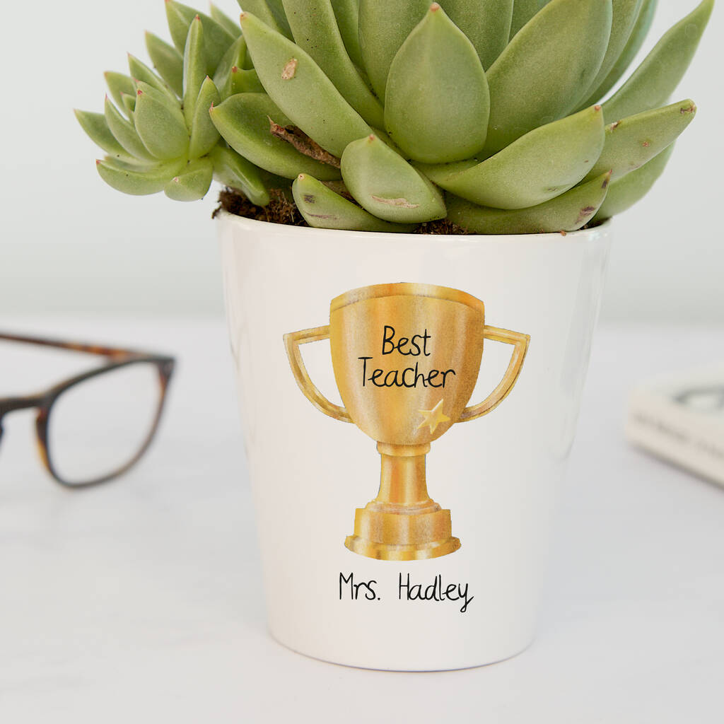 Personalised Trophy Flower Pot For Teacher By So Close ...