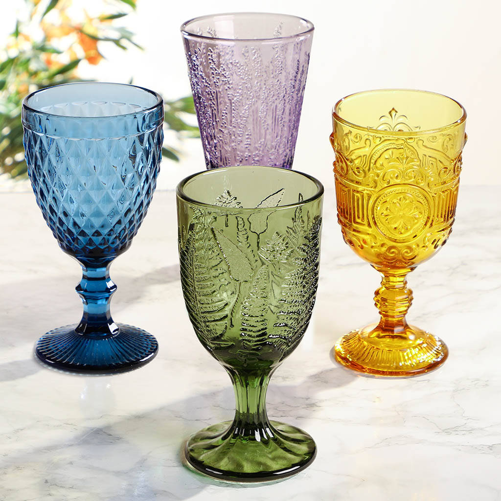 Luxury Embossed Coloured Wine Goblet Collection By Dibor ...