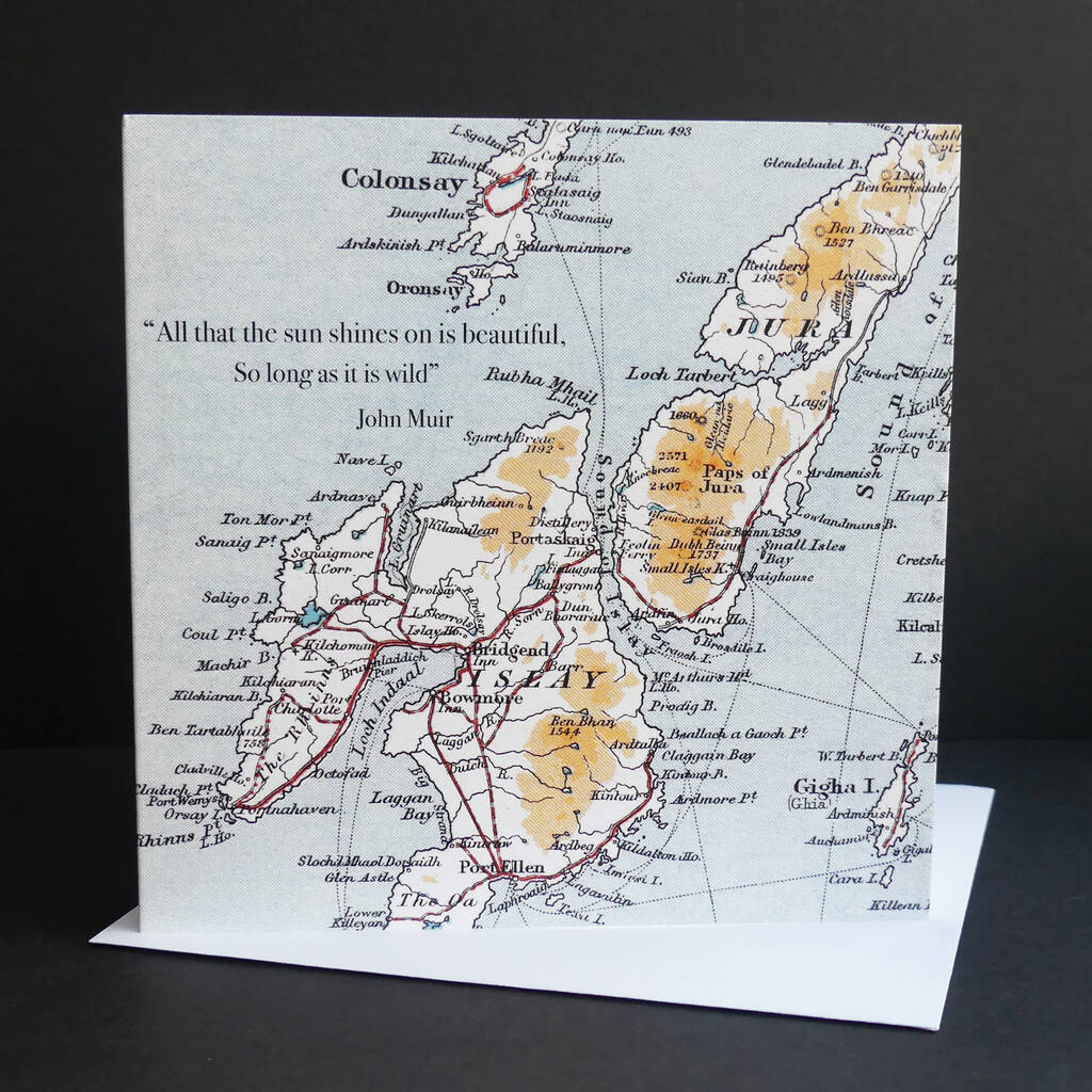 Scotland's Isle Of Islay, Jura, Colonsay Map Card By The Thread of ...