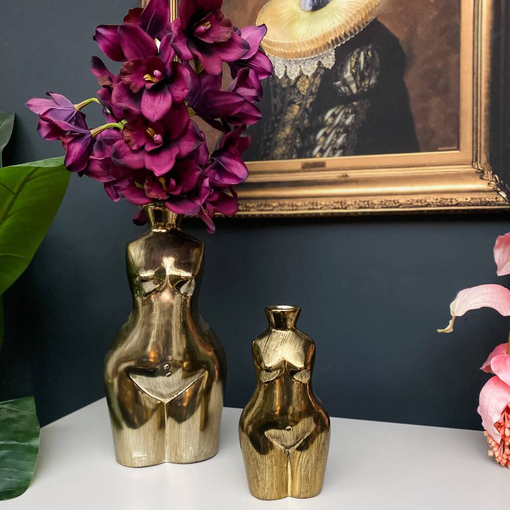 Female Body Bud Vase Gold By Punk & Poodle
