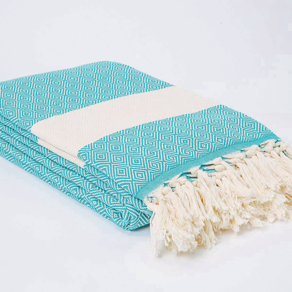 Xl Aqua Cotton Throw / Bedspread By Tolly McRae