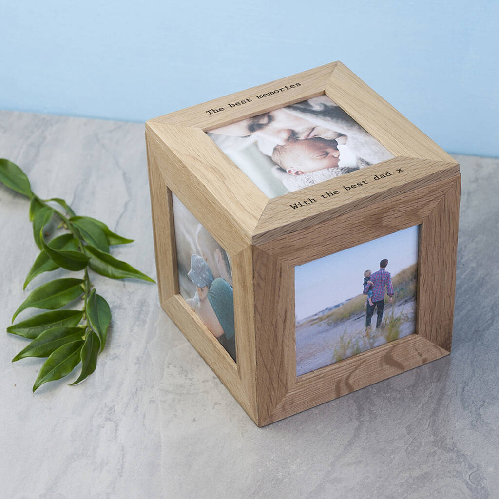 Dad's Personalised Oak Photo Cube Keepsake Box By JUNGLEY | notonthehighstreet.com