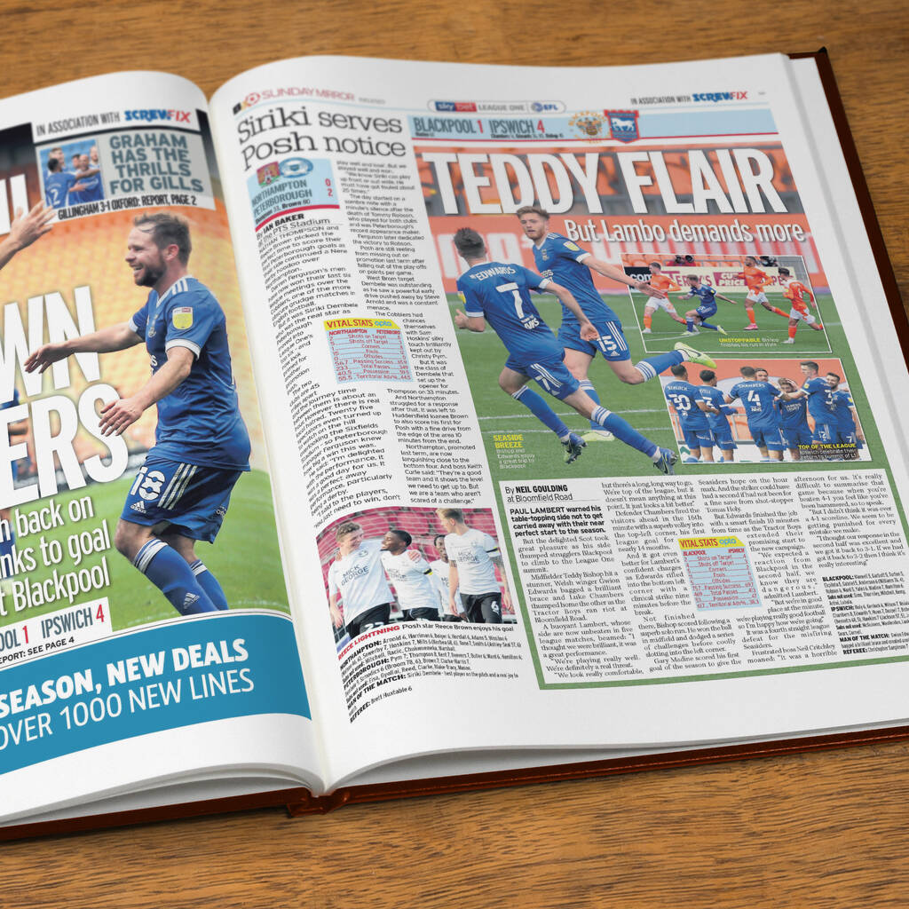 Ipswich Town Personalised Football Newspaper Book By Historic ...
