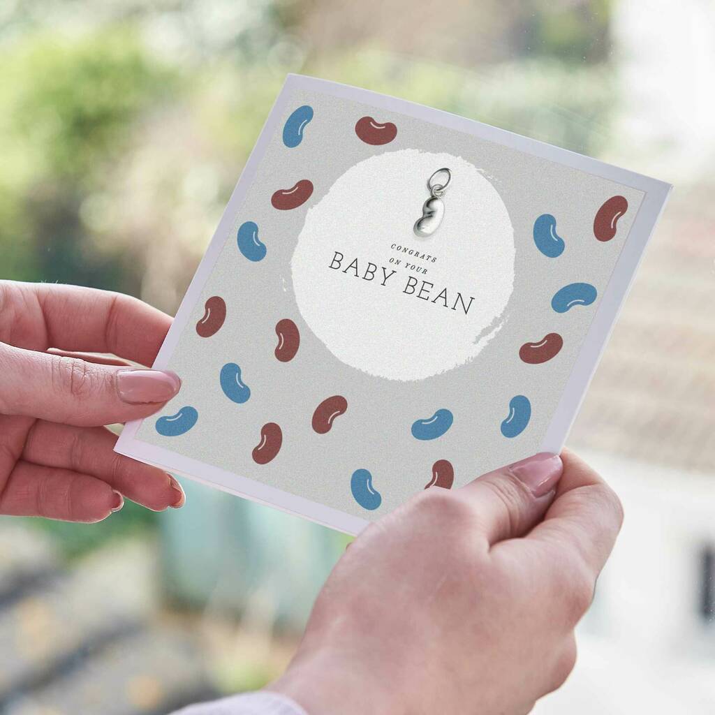 Baby Bean Solid Silver Charm And Congratulations Card By Scarlett Off ...