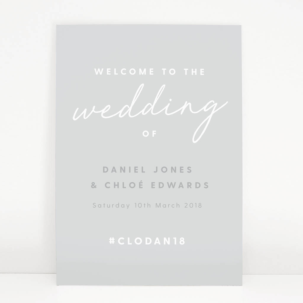 grey and white rachel wedding welcome sign by project pretty ...