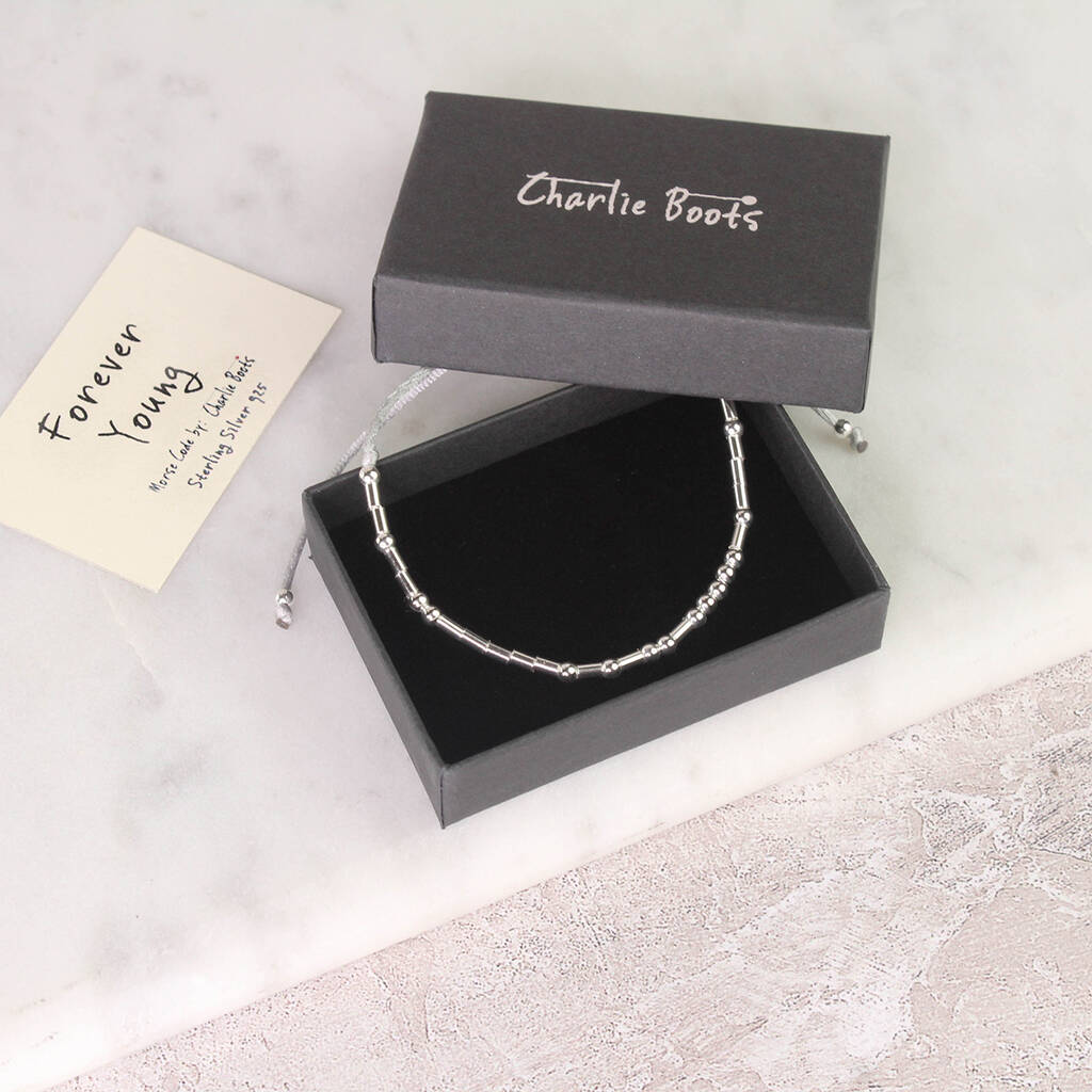 Sterling Silver 'Forever Young' Morse Code Bracelet By Charlie Boots