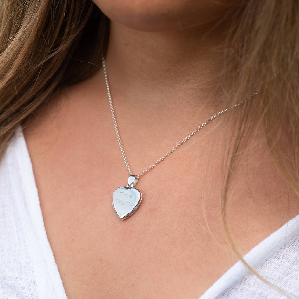 Engraved Sterling Silver Large Heart Locket Necklace By Lily Charmed ...
