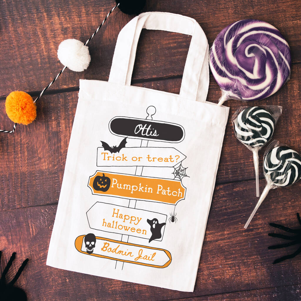 Personalised Signpost Halloween Trick Or Treat Bag By So Close