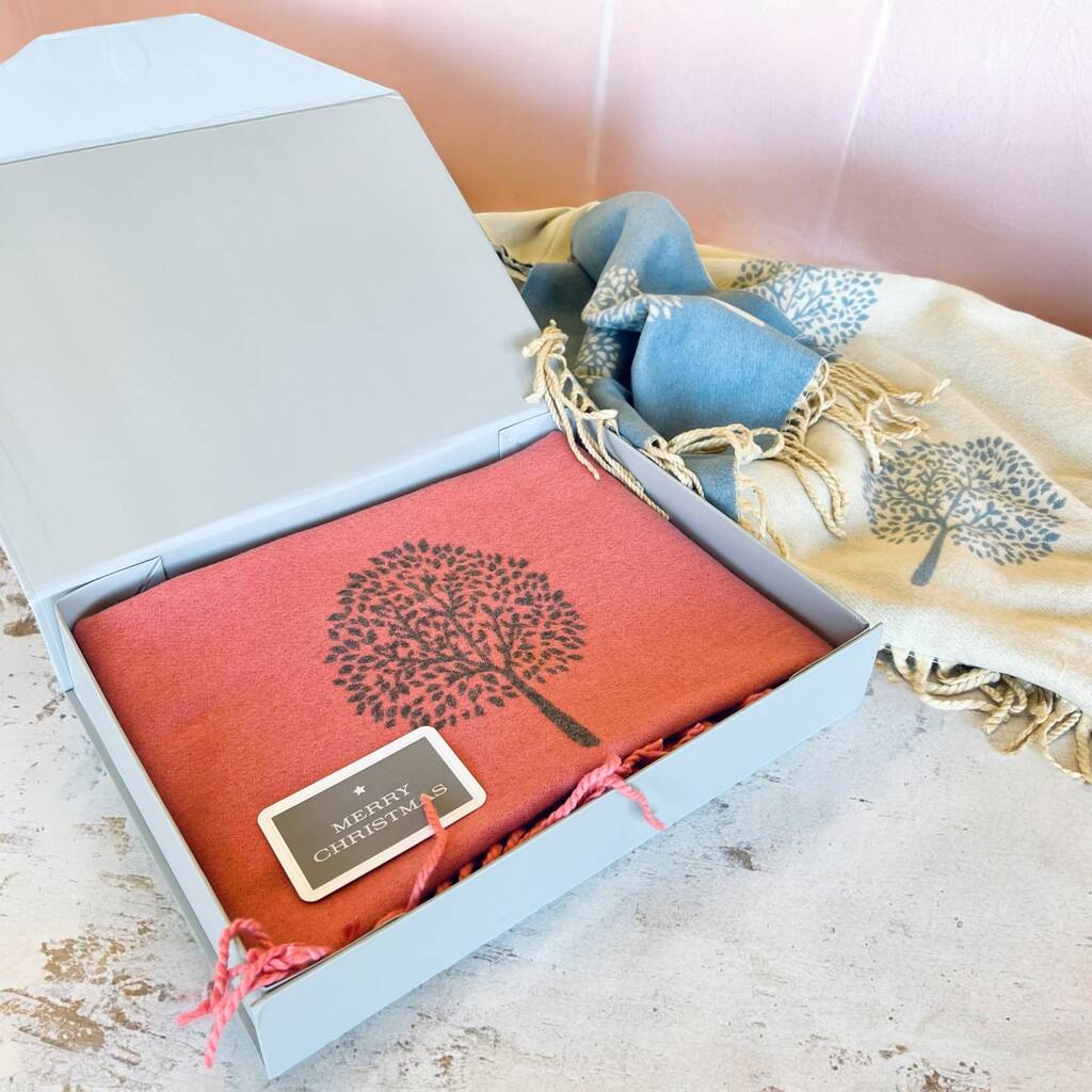 Gift Boxed Cashmere Tree Of Life Scarf By My Posh Shop