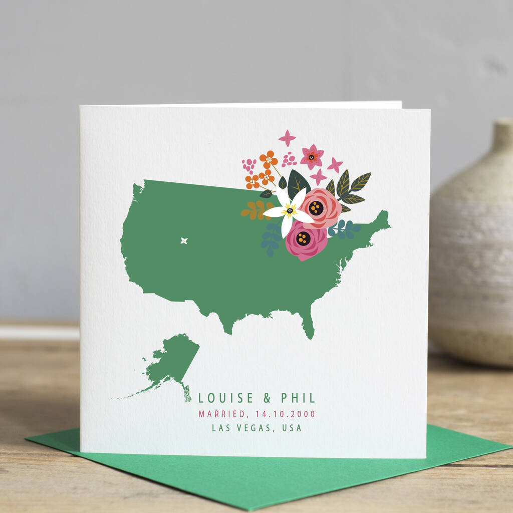 Blossom Map Card, Any Location By Lisa Marie Designs ...
