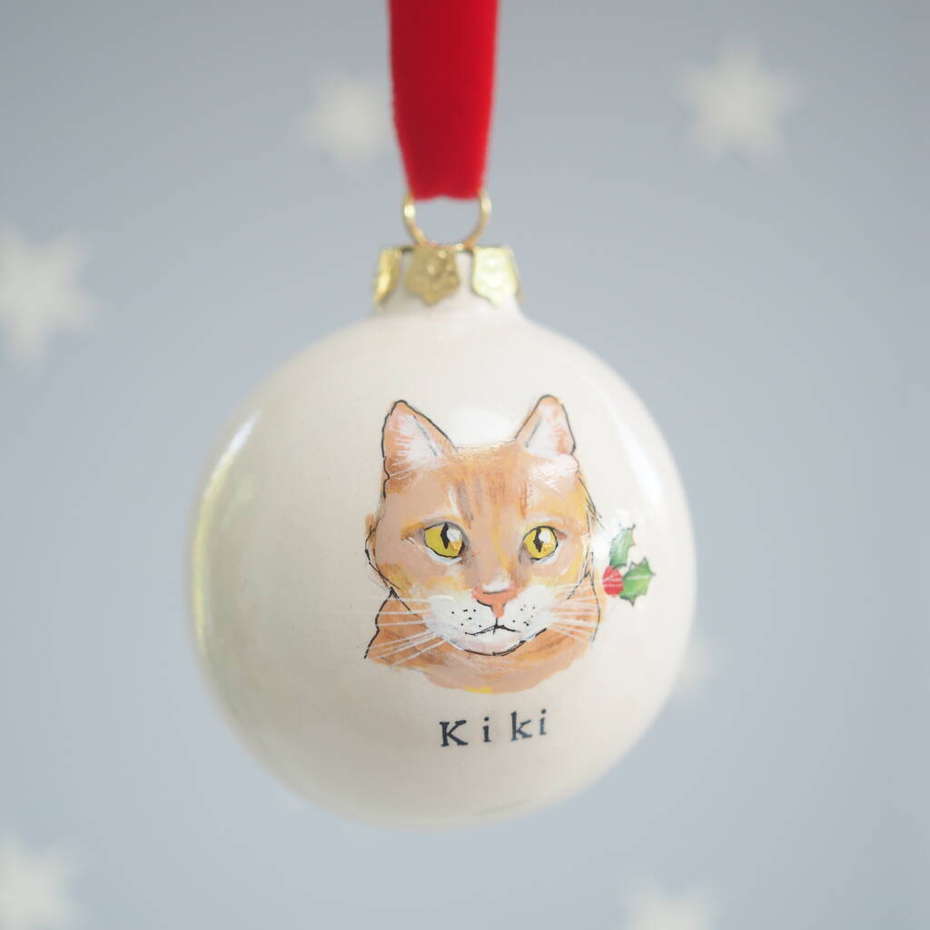 Cat Portrait Christmas Bauble. Gift For Cat Lover By Katie Simpson ...