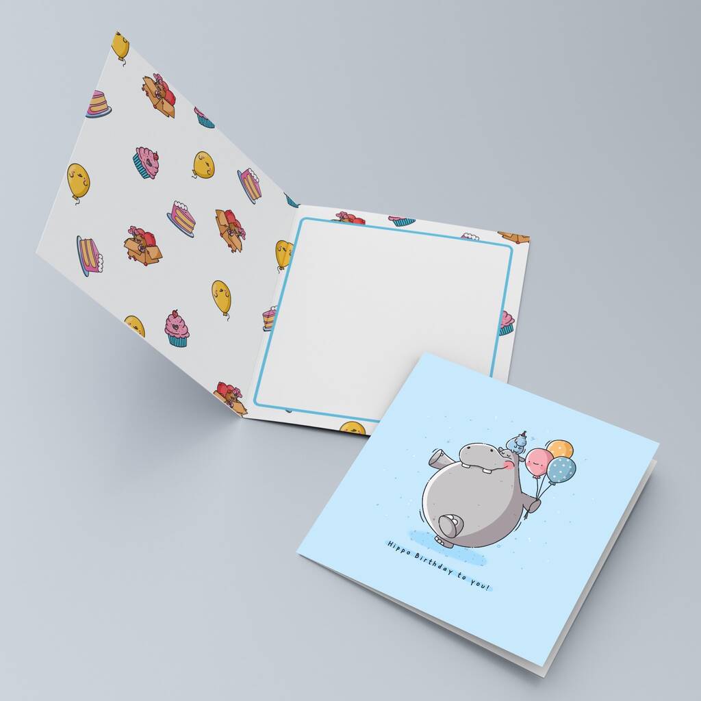 Cute Hippo Birthday Card By Toastedink