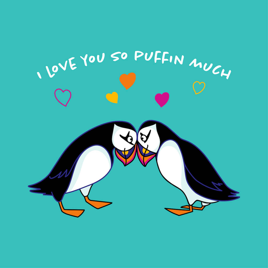'I Love You So Puffin Much' Chocolate Card By Morse Toad