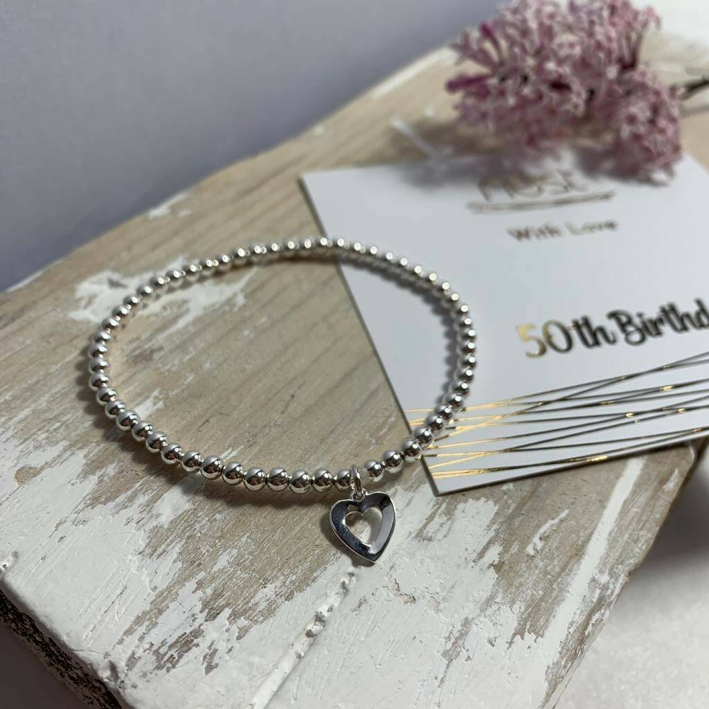 '50th Birthday' Beaded Charm Bracelet By Nest | notonthehighstreet.com