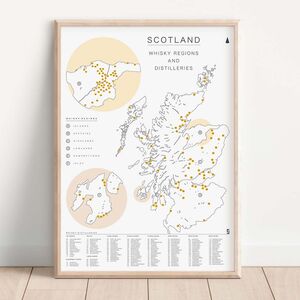 Scotland Scotch Whisky Map Inc Regions And Distilleries By Replay ...