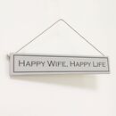 'happy Wife, Happy Life' Hand Painted Wooden Sign By Chapel Cards ...