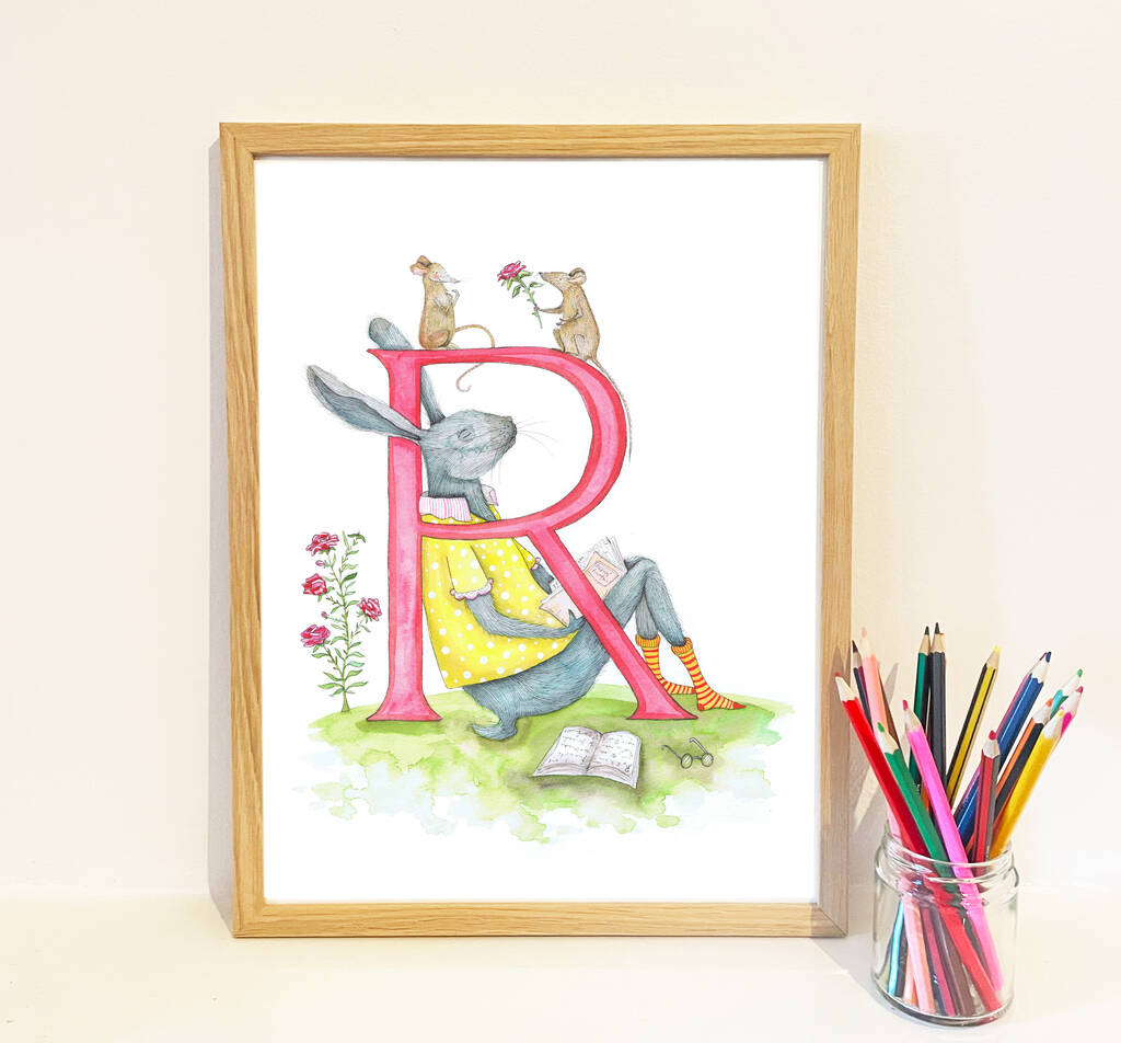 R Is For Rabbit Alphabet Art Print By E.C Woodard Studio ...