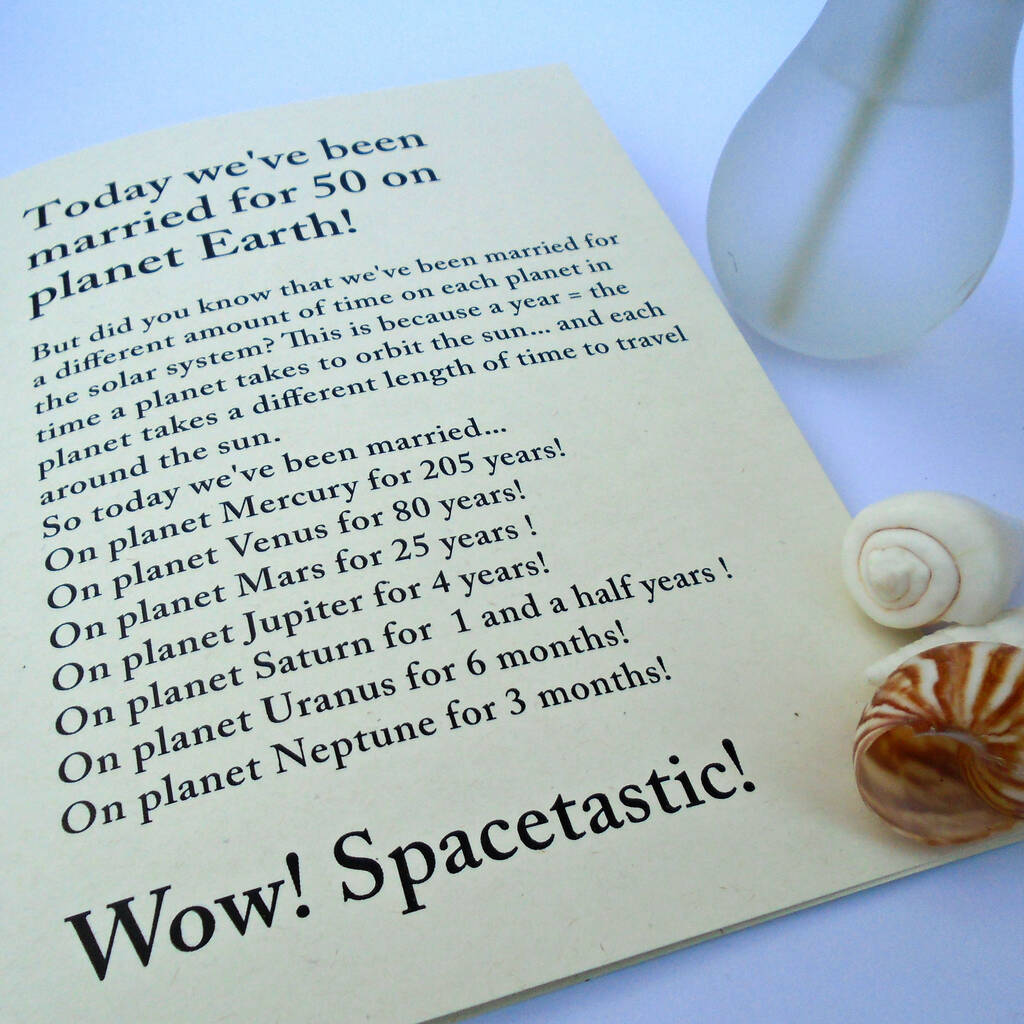 Personalised Anniversary Planets Card By Yellow Green Blue ...