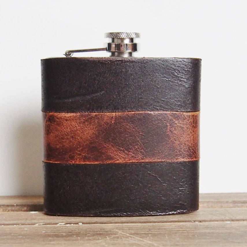 customised mixed leather hip flask by hÔrd | notonthehighstreet.com